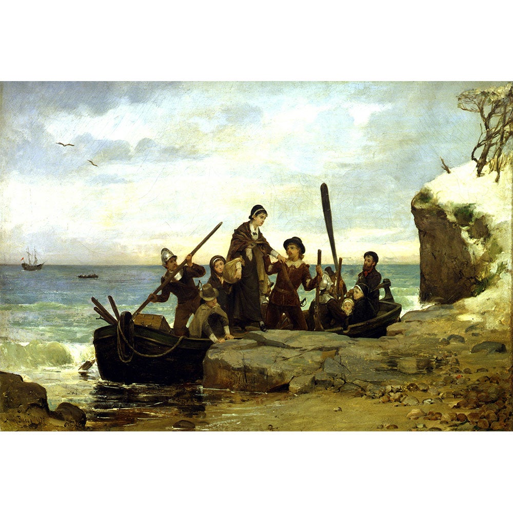 Matted Print 8" x 10" The Landing of the Pilgrims (Henry A. Bacon ...